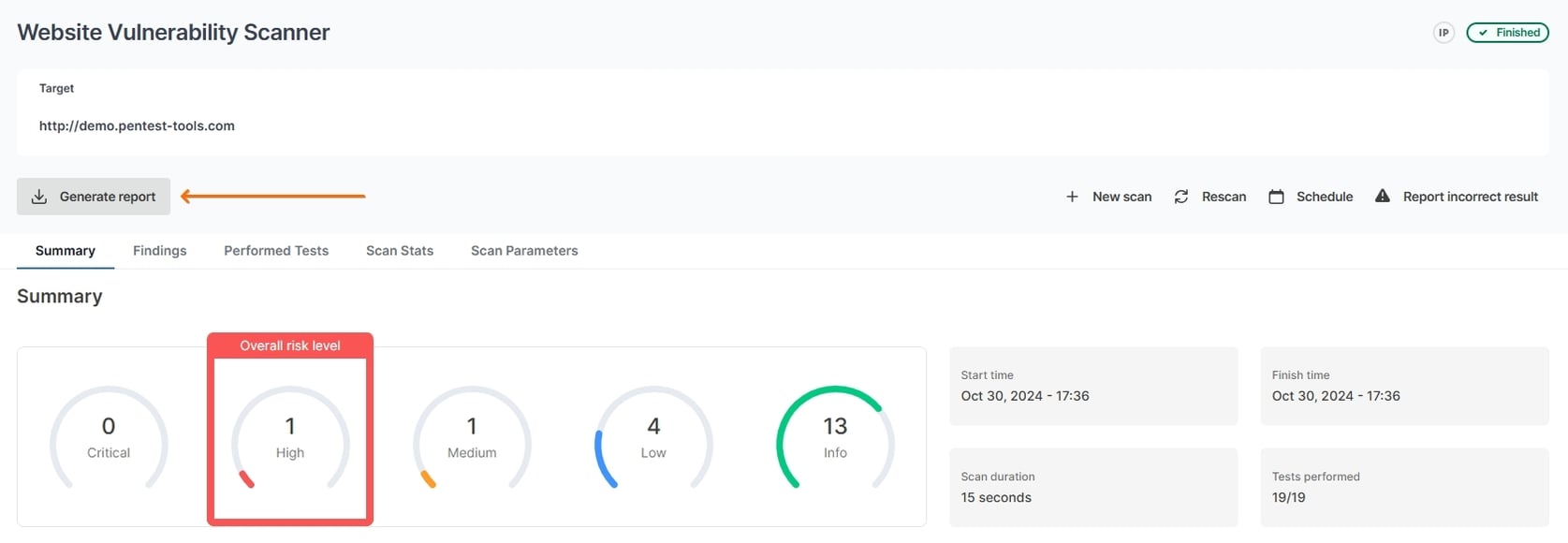 How to generate scan reports