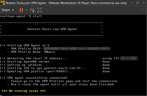 How to scan the internal network using VPN Agent