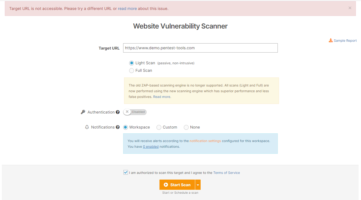 Target URL is not accessible. Please try a different URL.