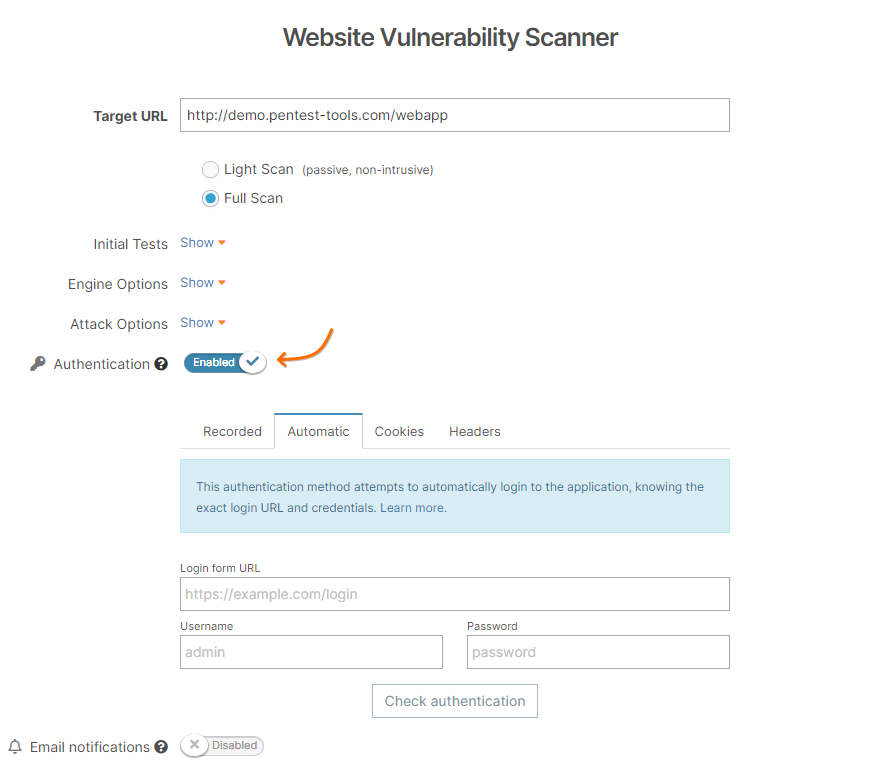 Run authenticated scans