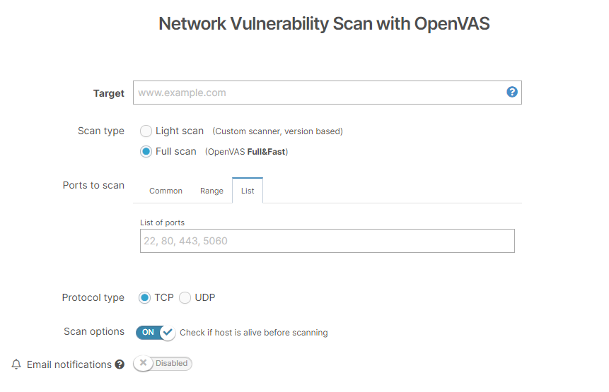 Scan custom ports with Network Scanner