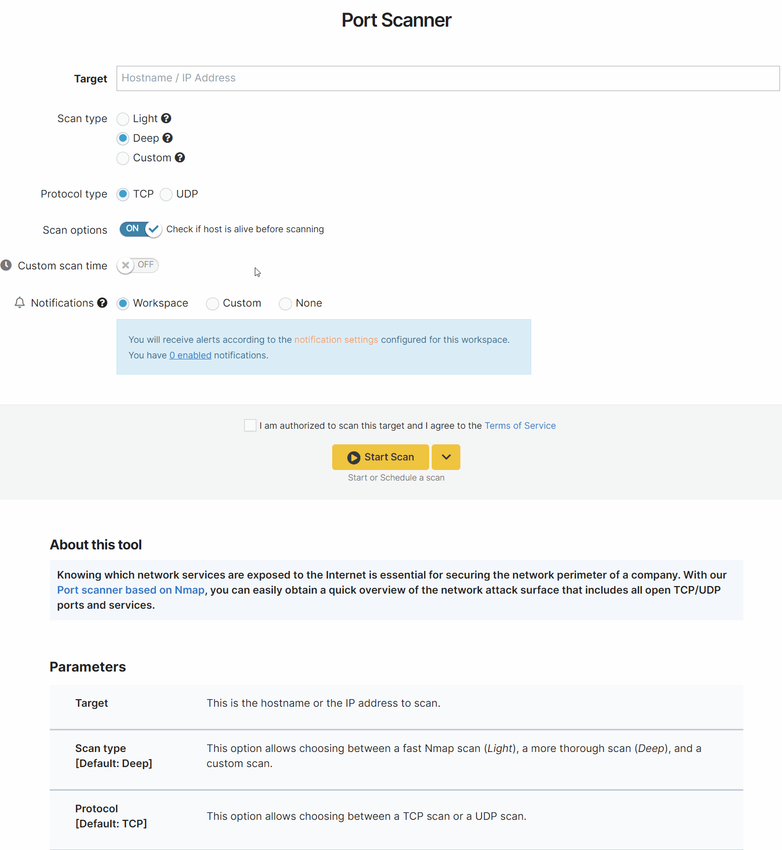 How to configure the Port Scanner