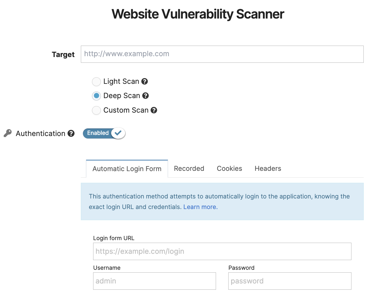 How To Perform Automatic Authentication With Website Scanner