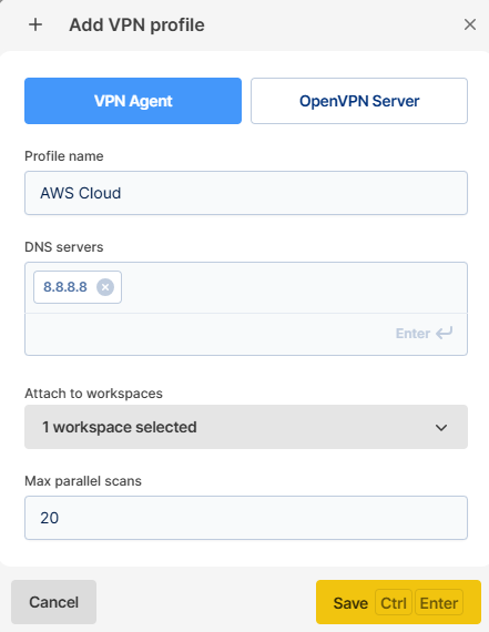 How to scan AWS Cloud Networks using our VPN Agent