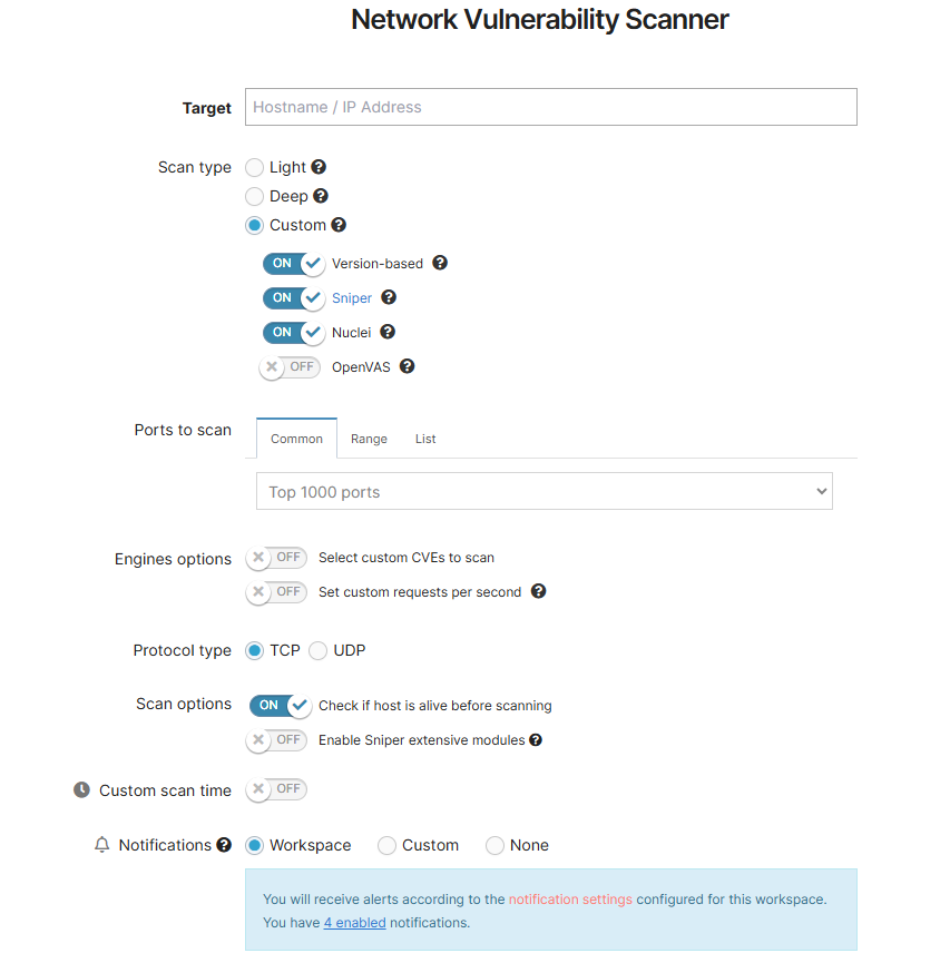 How to configure the Network Vulnerability Scanner