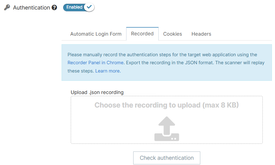 How to setup Recorded Authentication with Chrome Recorder